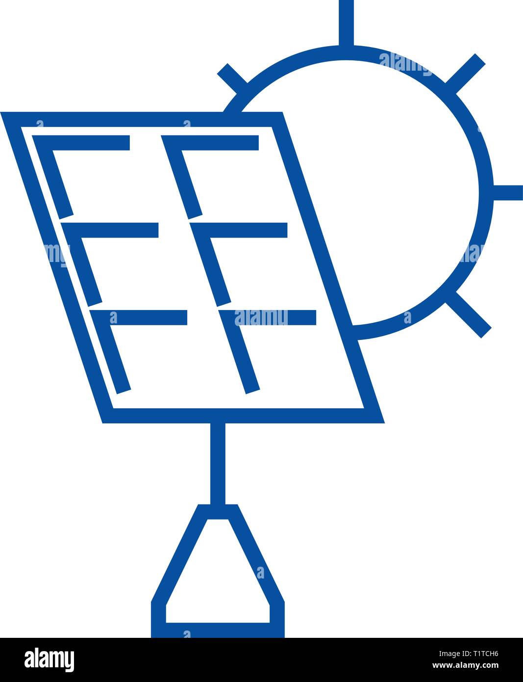 Solar battery line icon concept. Solar battery flat vector symbol, sign ...