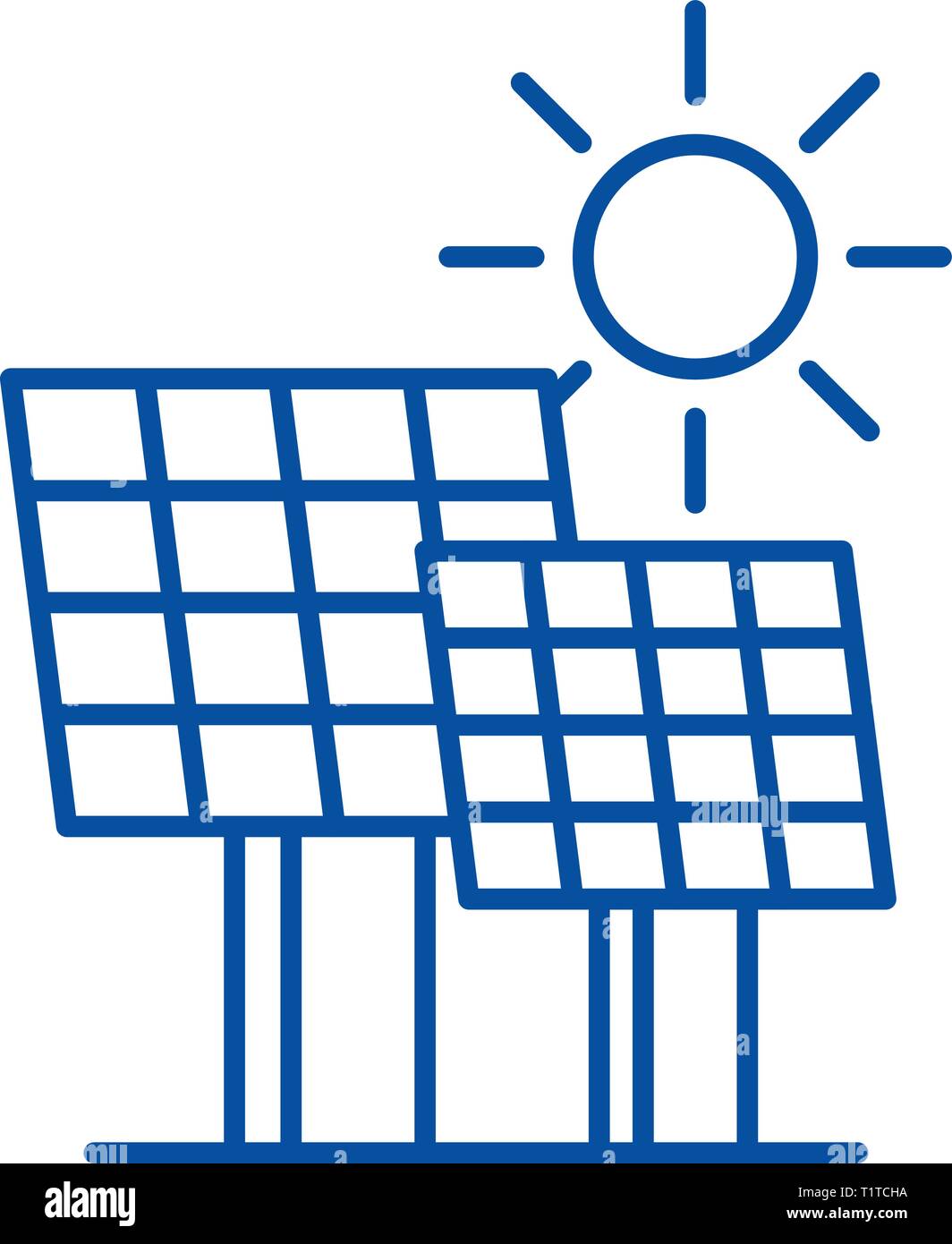 Solar power line icon concept. Solar power flat vector symbol, sign ...