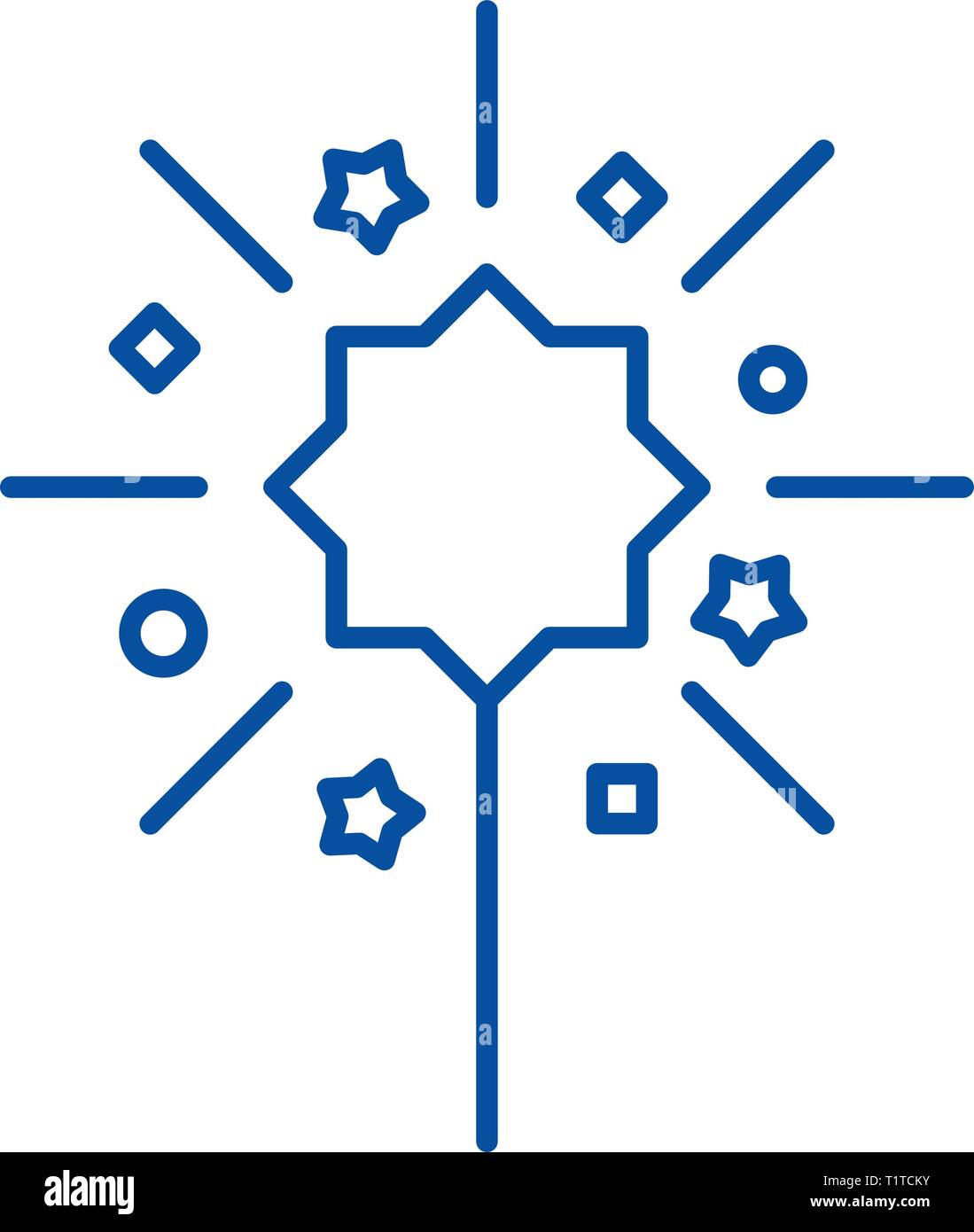 Sparklers line icon concept. Sparklers flat vector symbol, sign ...