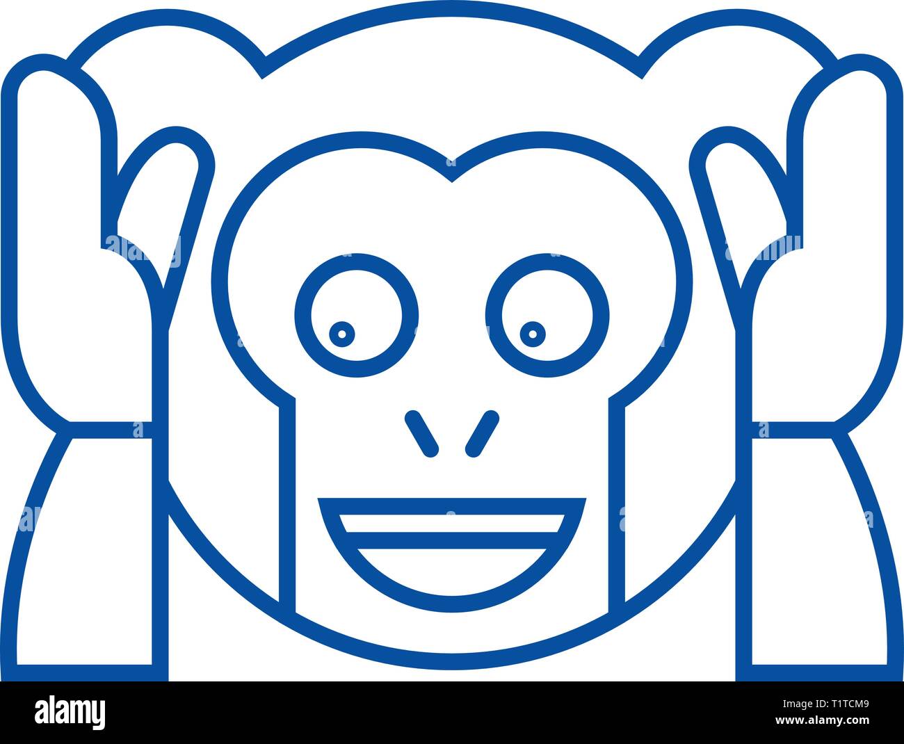 Speak no evil emoji line icon concept. Speak no evil emoji flat vector ...