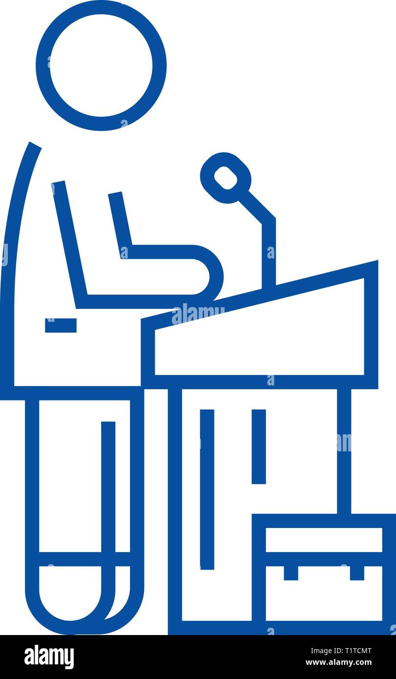 Speech instructor,lecturer line icon concept. Speech instructor ...