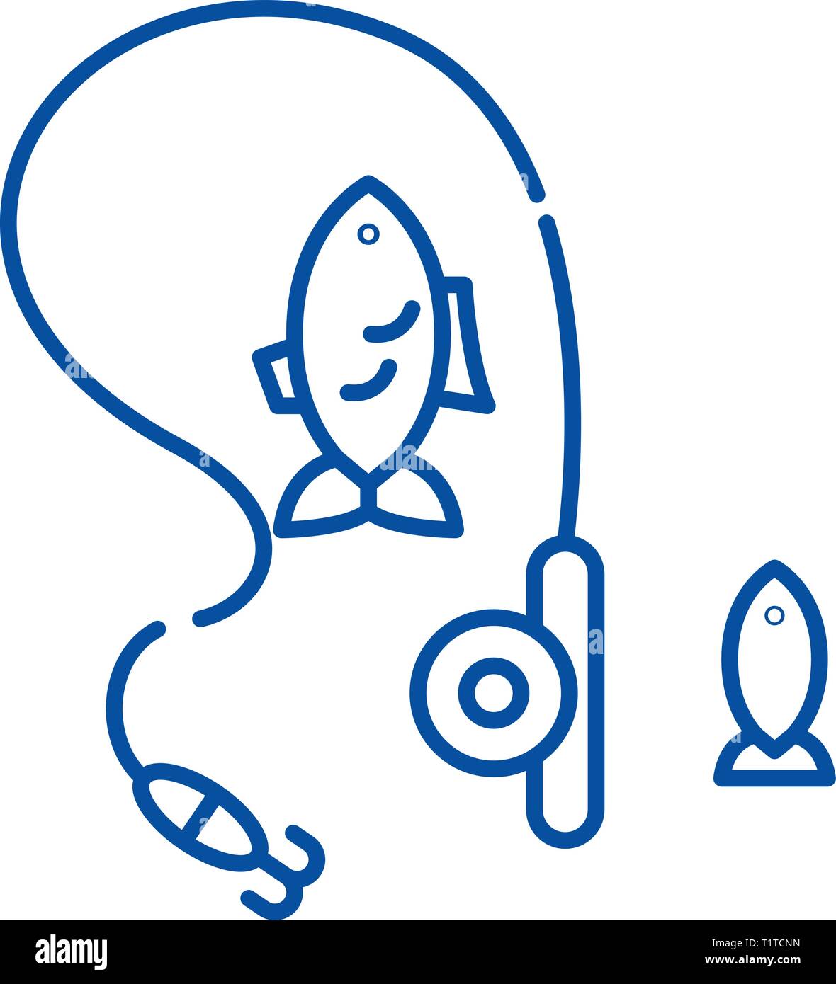 Sport fishing line icon concept. Sport fishing flat vector symbol, sign ...