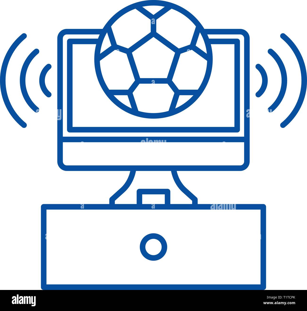 Sports broadcast line icon concept. Sports broadcast flat vector symbol ...