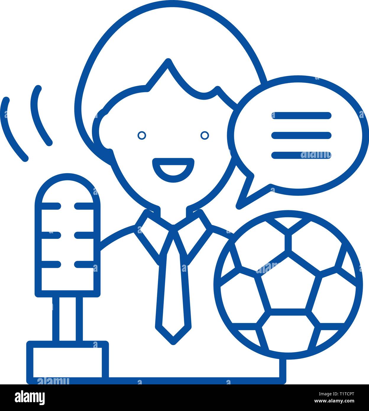 Sports commentator line icon concept. Sports commentator flat vector ...