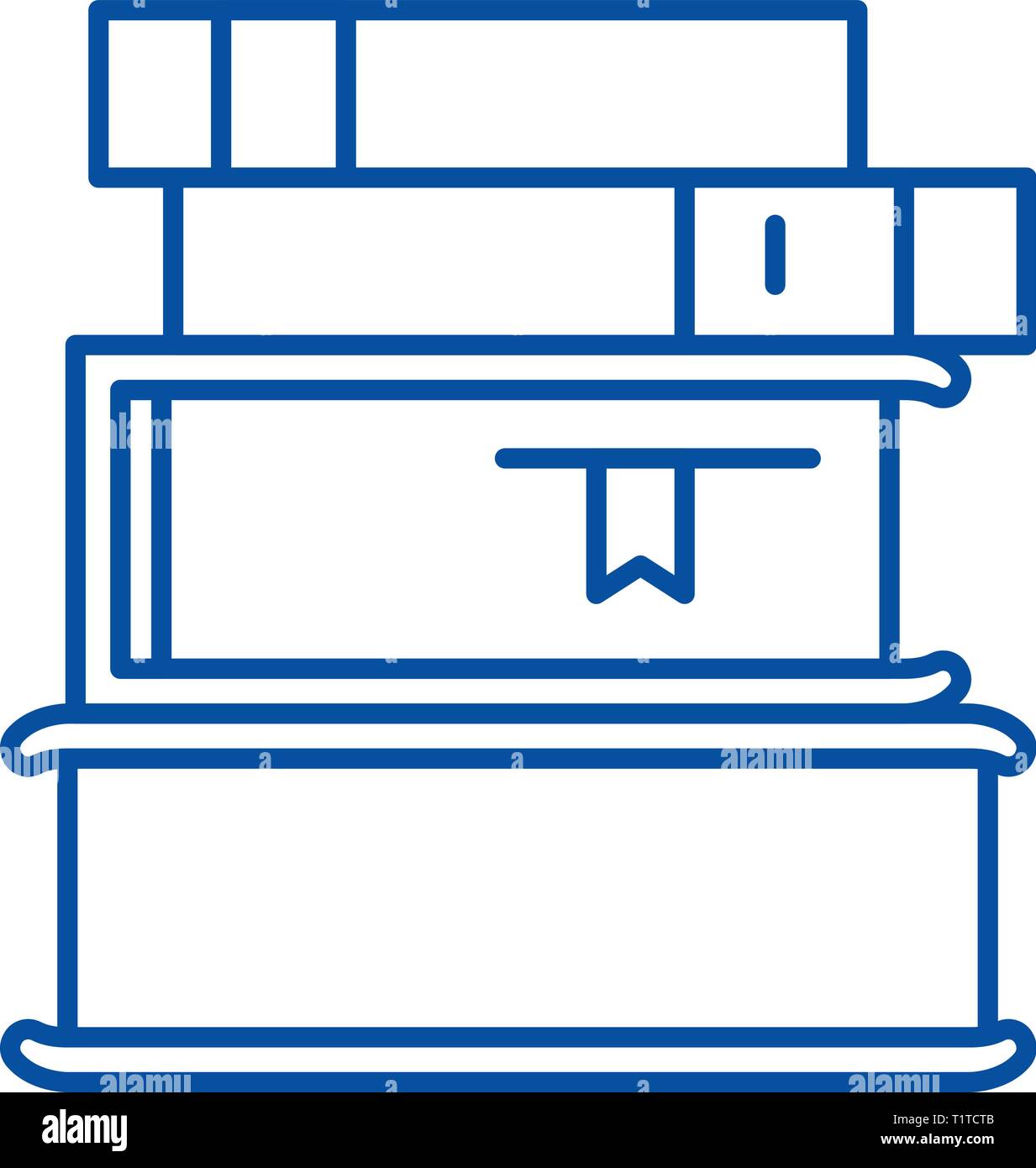 Stack of books line icon concept. Stack of books flat vector symbol ...