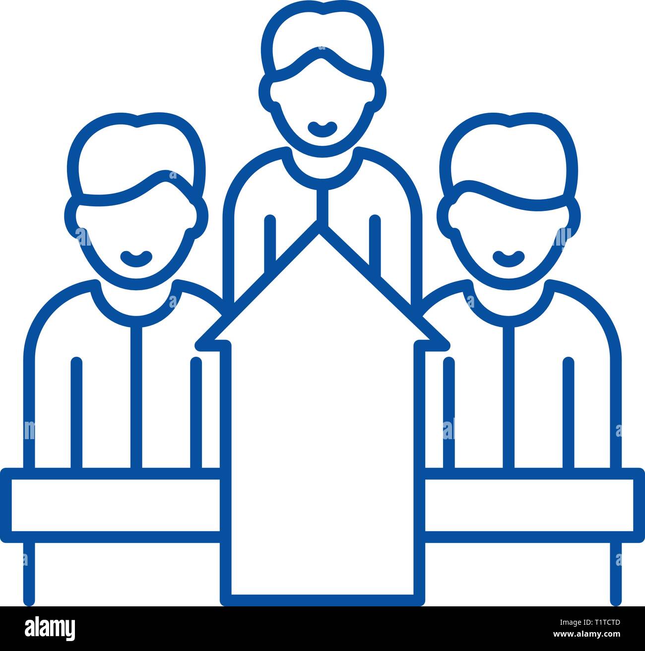 Staff motivation line icon concept. Staff motivation flat vector symbol ...
