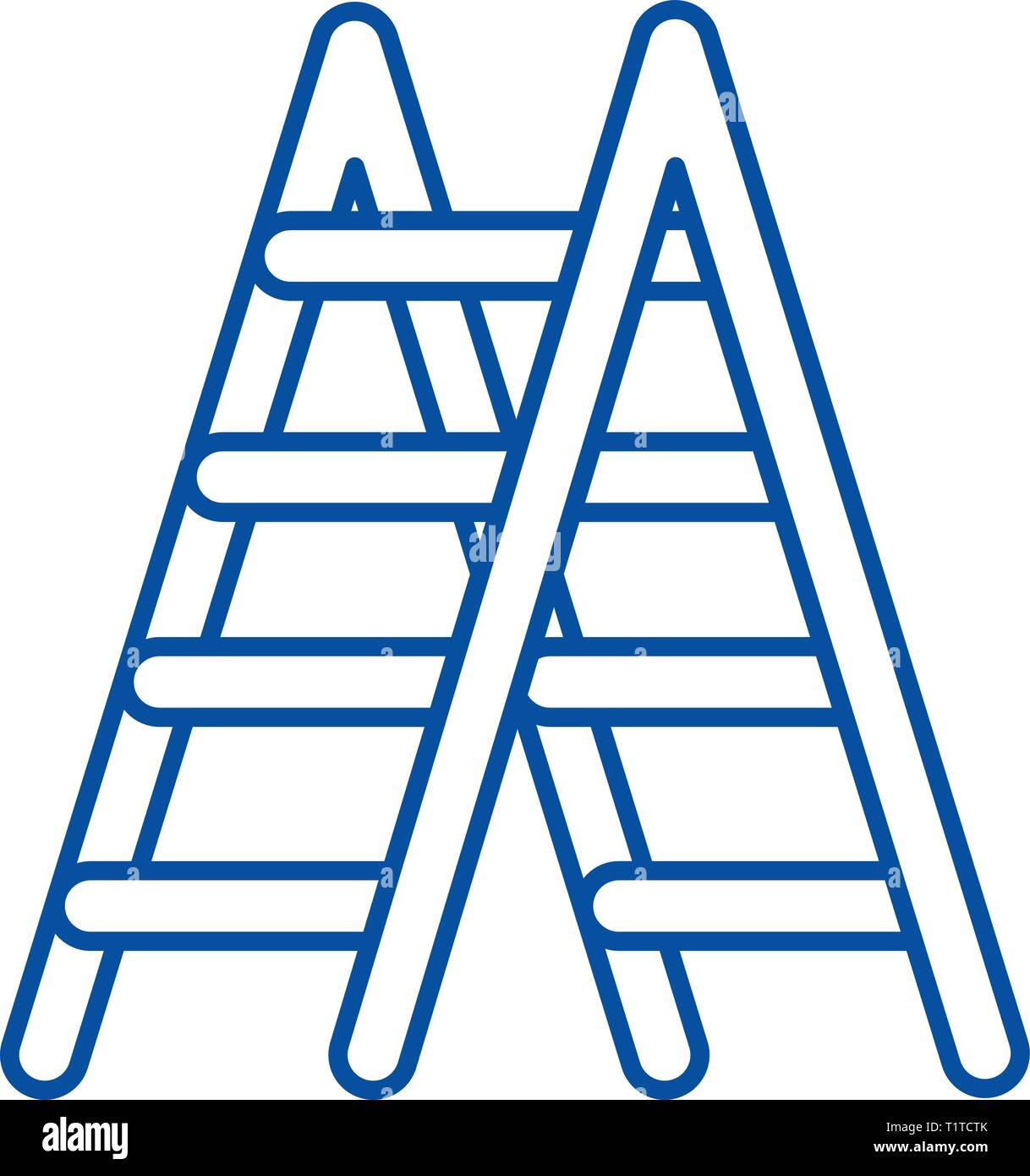 Stairs line icon concept. Stairs flat vector symbol, sign, outline ...