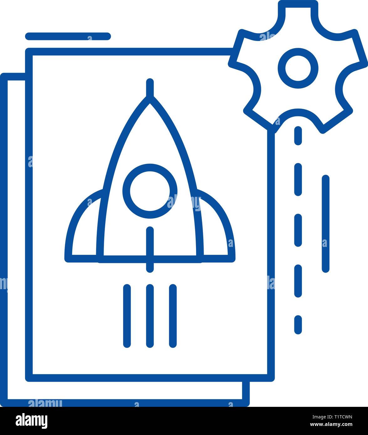 Startup startup line icon concept. Startup startup flat vector symbol ...