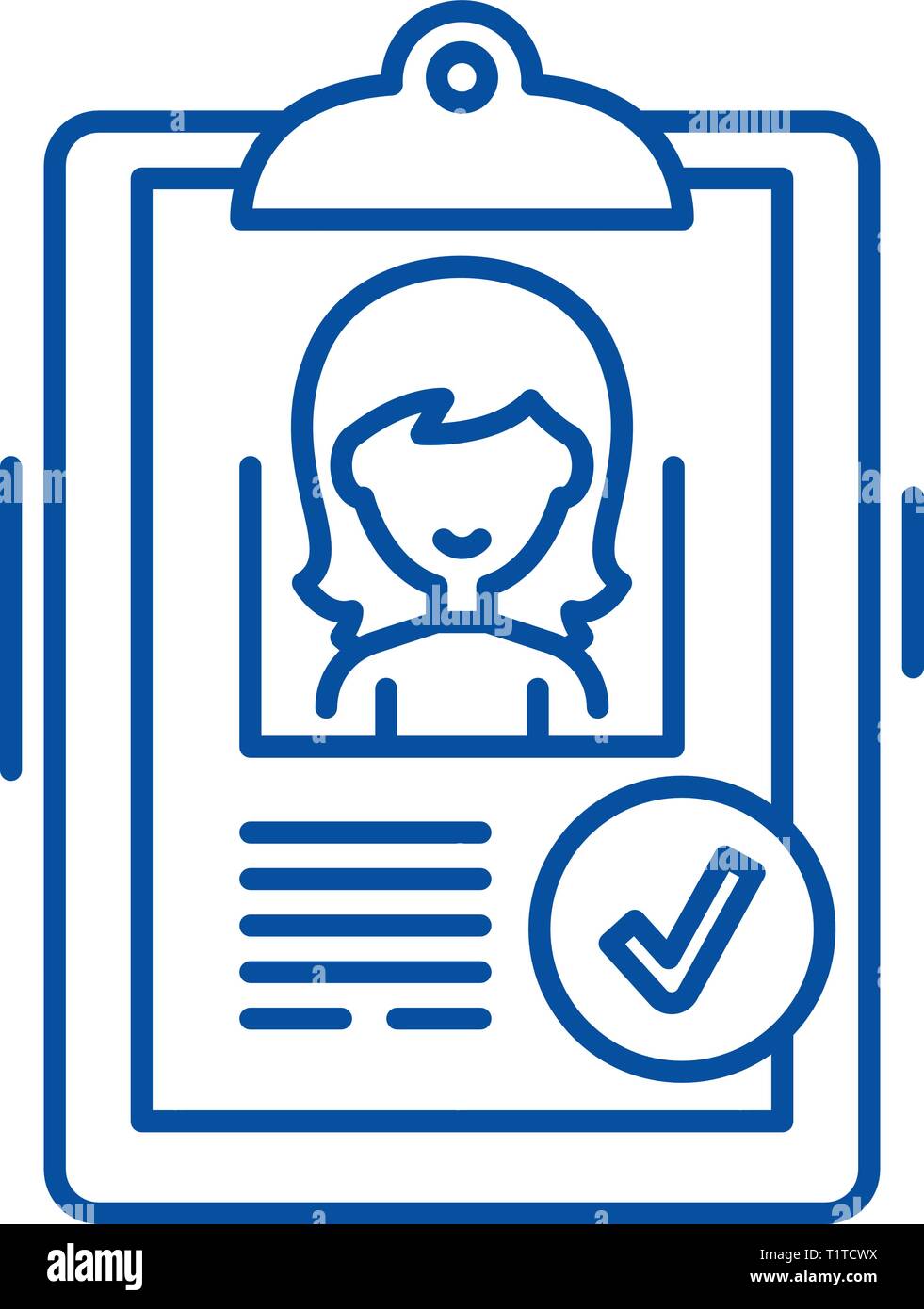 Status approved line icon concept. Status approved flat vector symbol ...