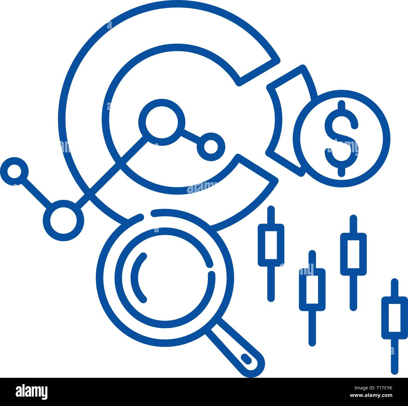 Stock market line icon concept. Stock market flat vector symbol, sign ...