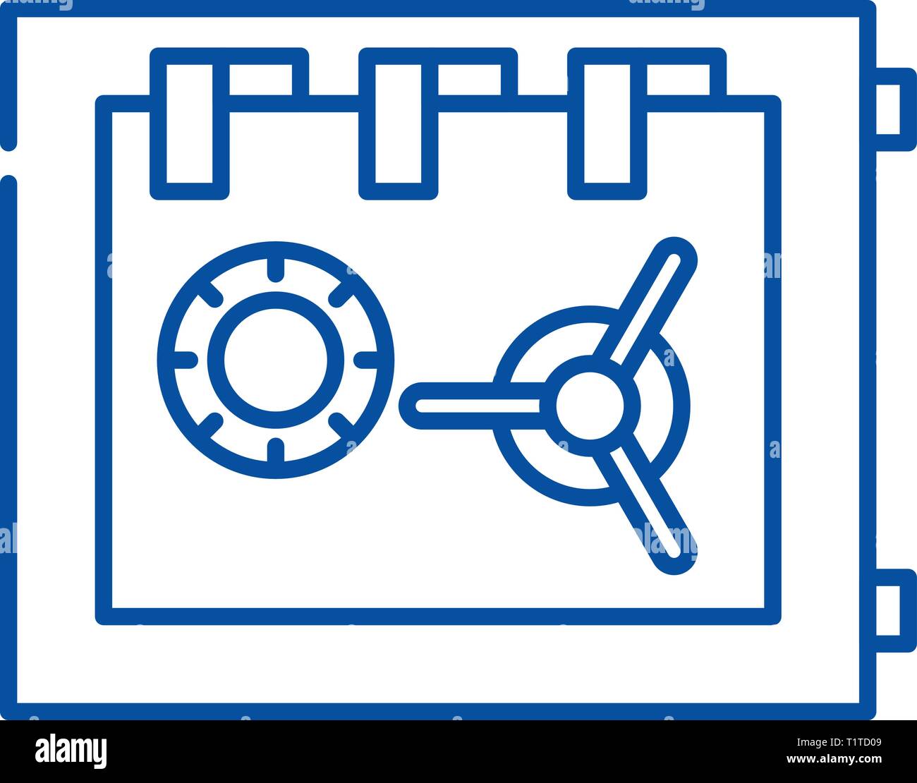Storage in the safe line icon concept. Storage in the safe flat vector ...
