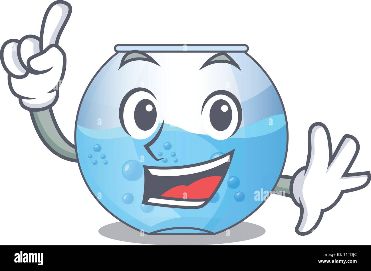 Finger miniature bowl aquarium in shape mascot vector illustration ...