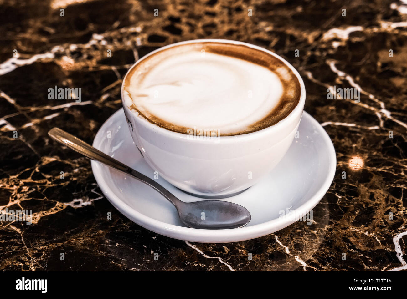 Breakfast, food and drinks and service concept - Cappuccino in a ...