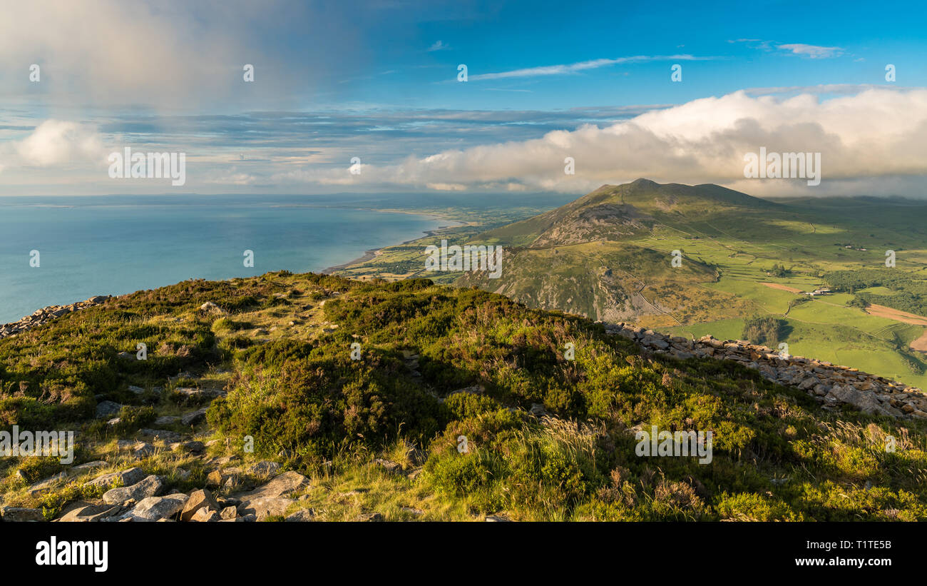 Welsh landscape on the Llyn Peninsula - view from Tre'r Ceiri towards ...