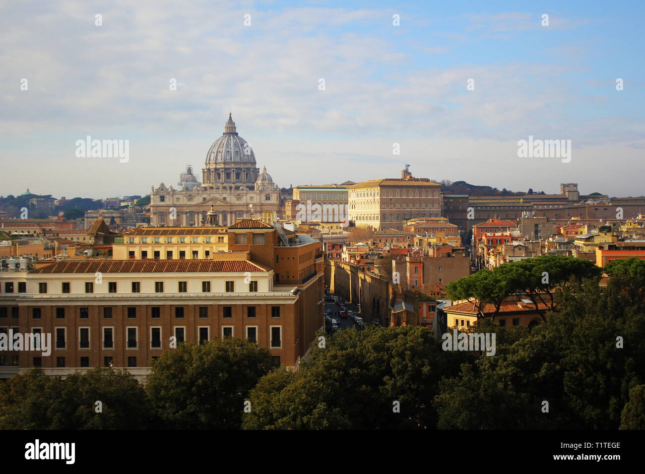 Rome, Italy - December 30, 2018: Panorama of Rome and view at St. Peter ...