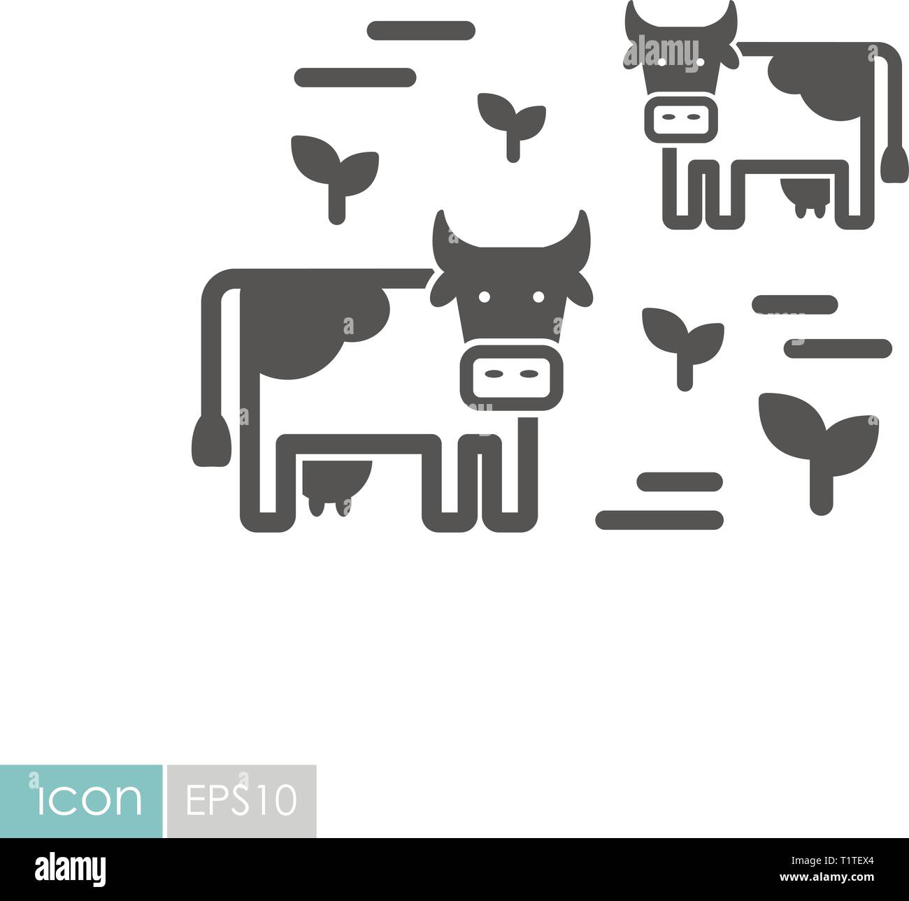Cow on a pasture icon. Agriculture sign. Graph symbol for your web site ...