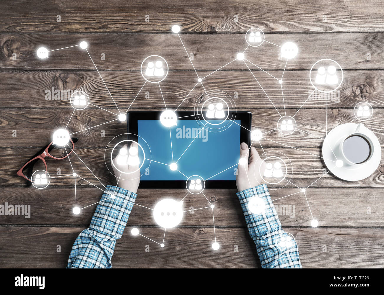 Concept of social communication and networking with social connection ...