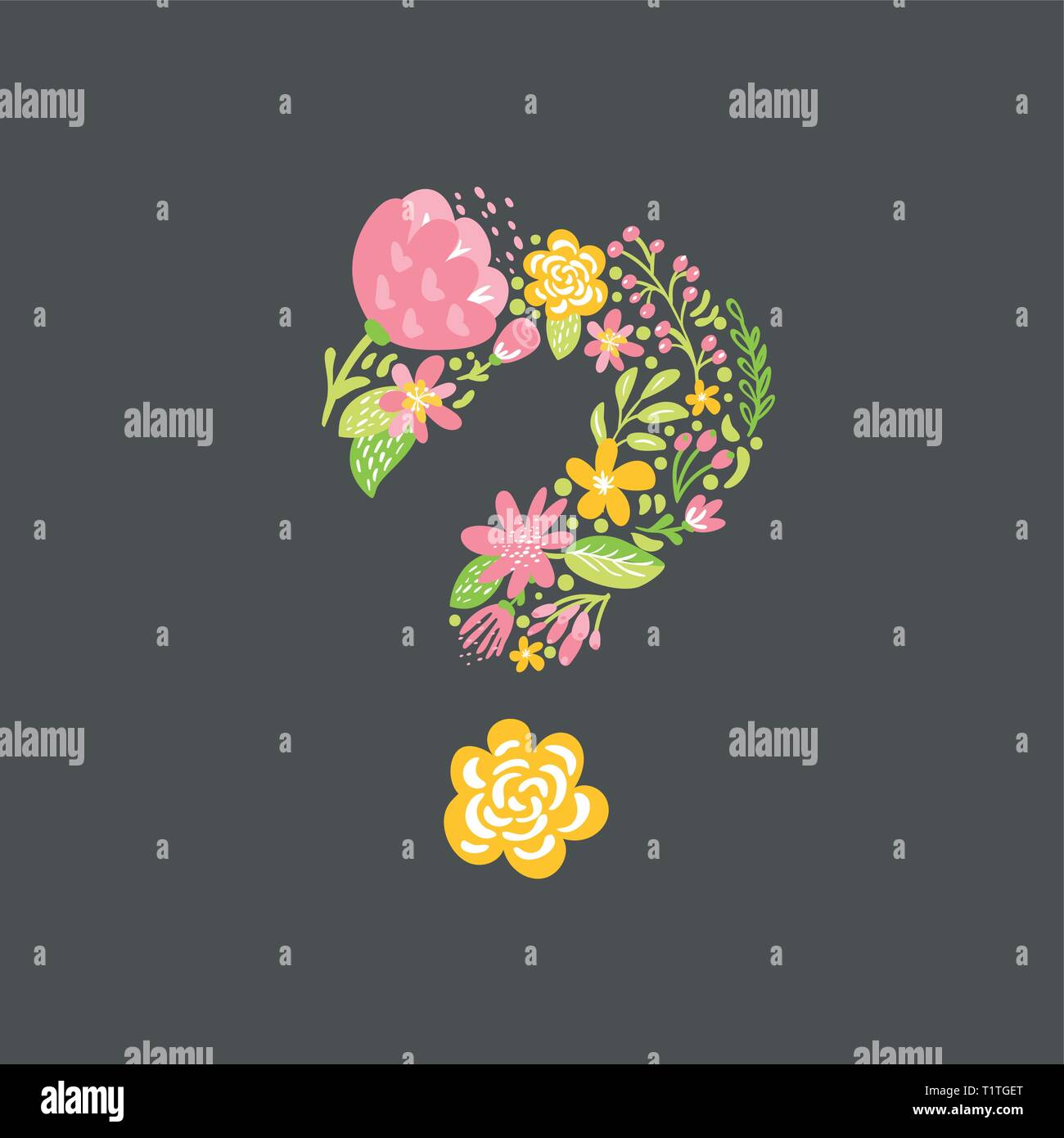Floral summer question mark. Flower Capital wedding Uppercase Alphabet ...