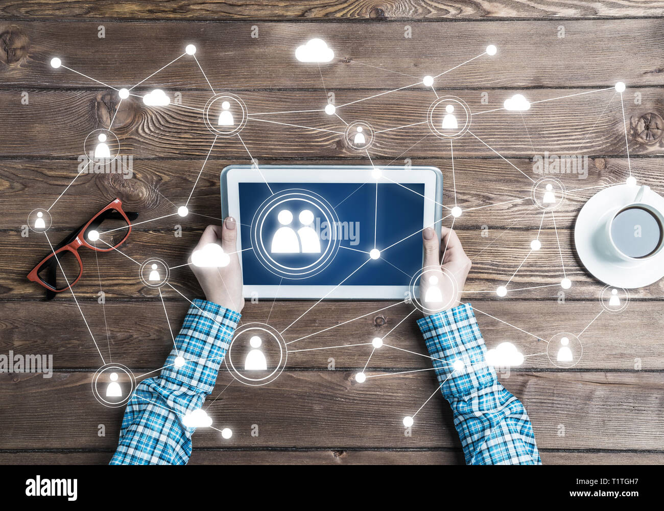 Concept of social communication and networking with social connection ...