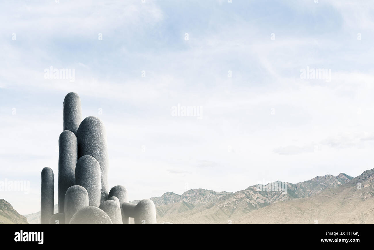 Multiple stone columns with breathtaking landscape Stock Photo - Alamy