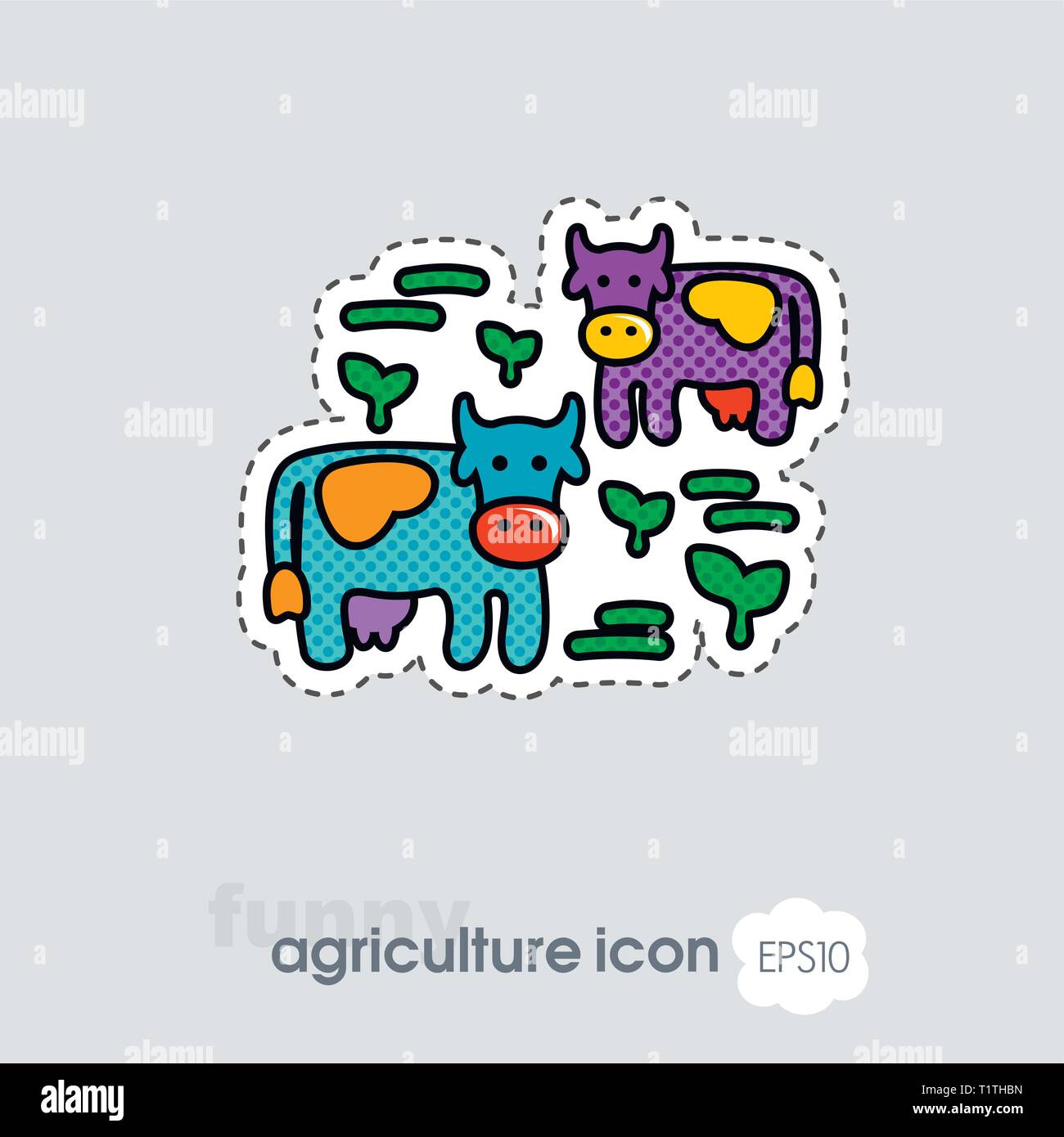 Cow on a pasture icon. Agriculture sign. Graph symbol for your web site ...
