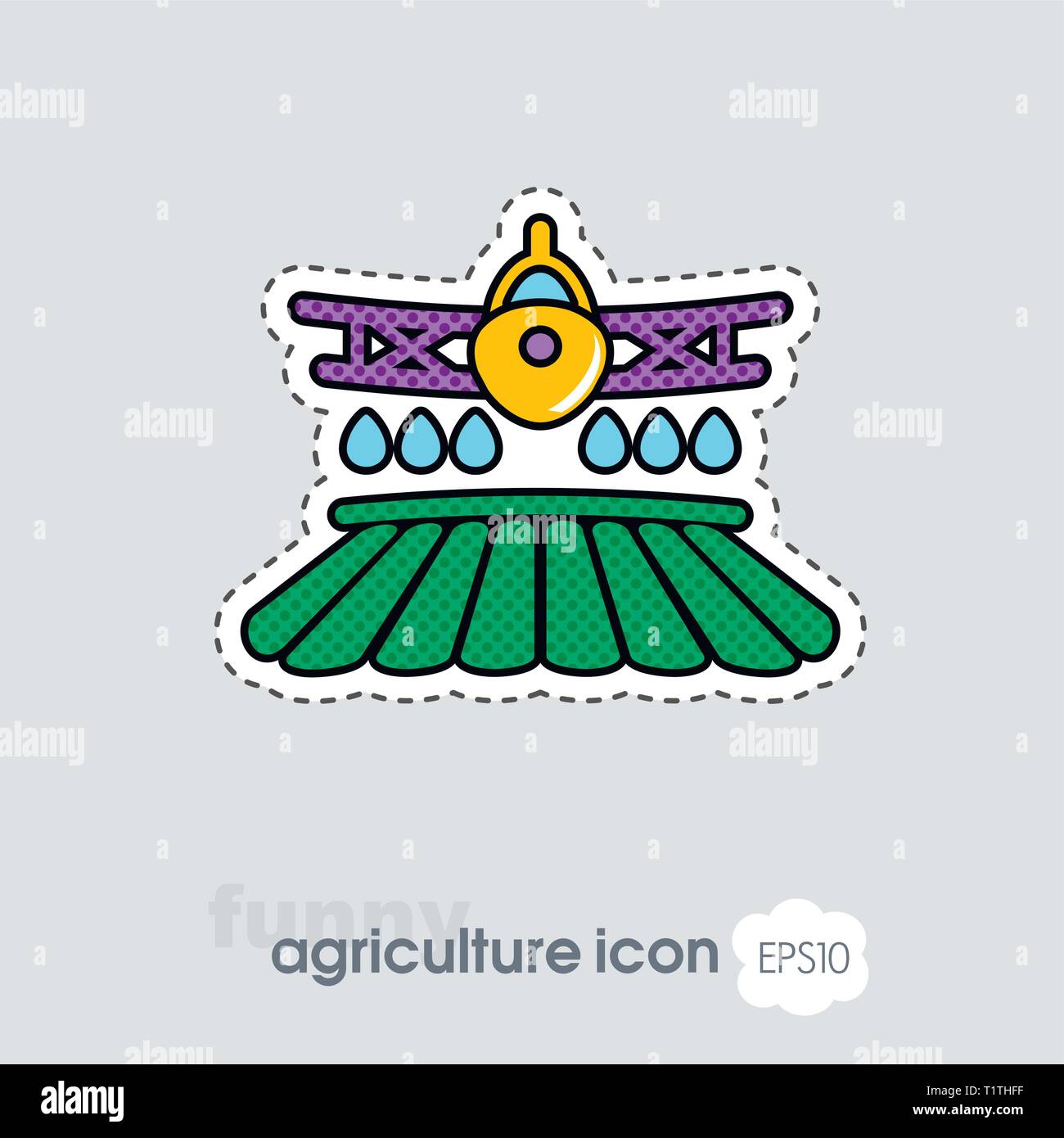 Crop duster airplane spraying a farm field icon. Agriculture sign ...