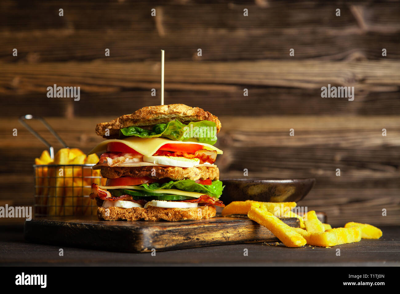 Tall club sandwich Stock Photo - Alamy