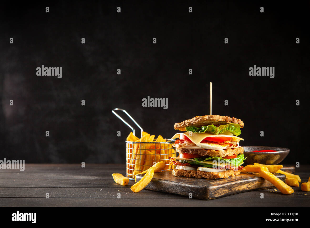 Tall club sandwich Stock Photo - Alamy