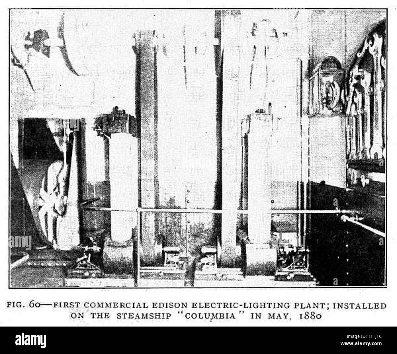 The Edison dynamos of the SS Columbia as seen in May 1880 Stock Photo ...