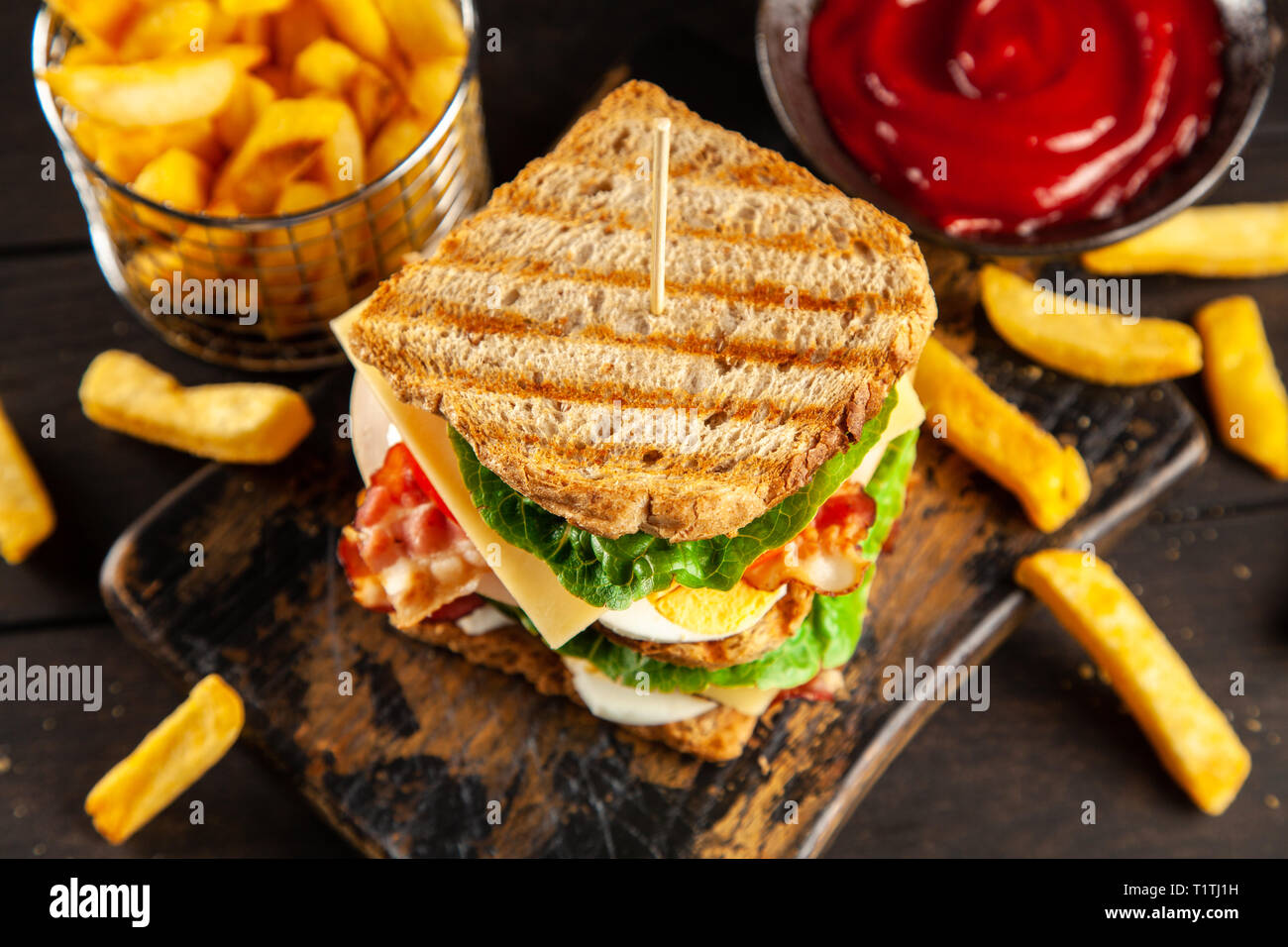 Tall club sandwich Stock Photo - Alamy