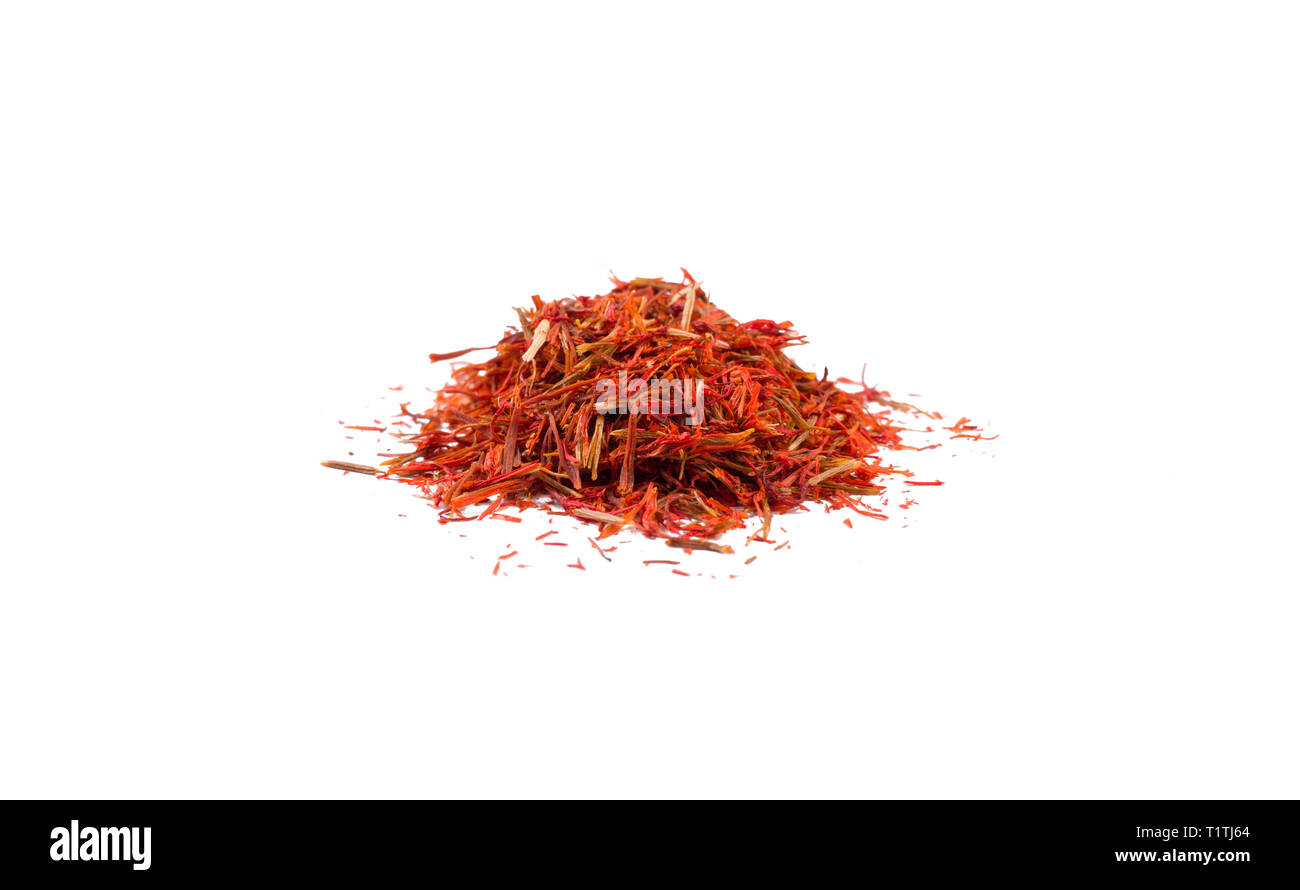 saffron heap isolated on white background. front view Stock Photo - Alamy