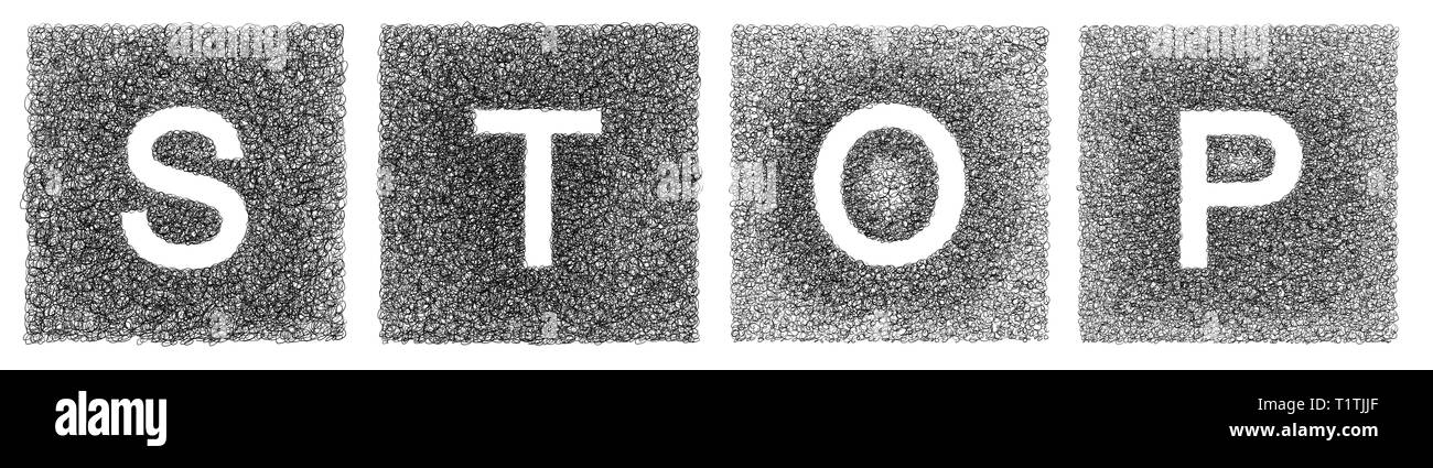 Stop written with handmade letters - concept image Stock Photo - Alamy