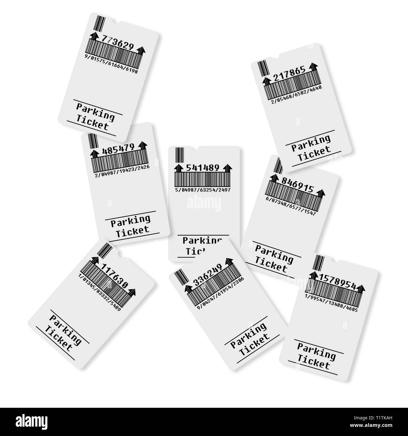 Ticket for parking area concept image - Bar code and code numbers are ...