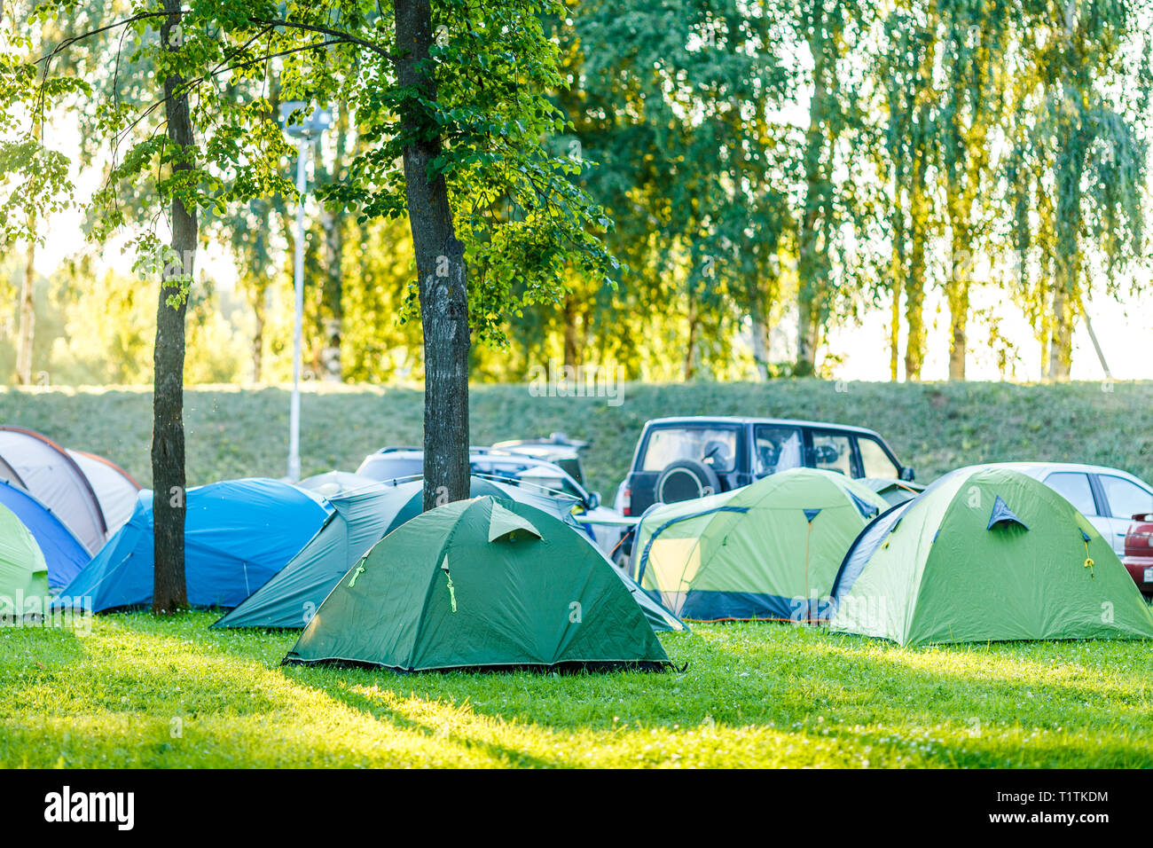 Tents Camping area in beautiful natural place Stock Photo - Alamy