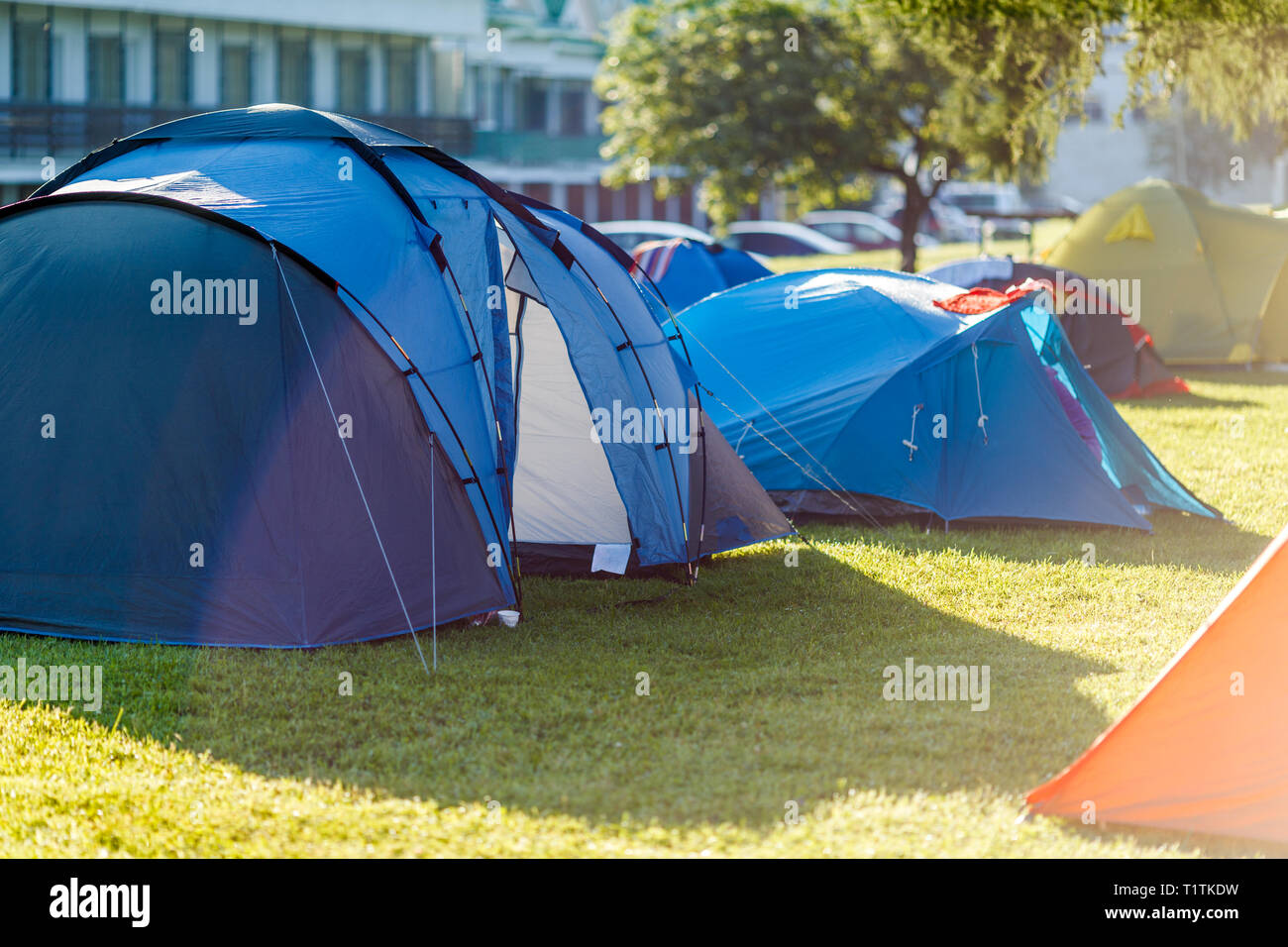 Tents Camping area in beautiful natural place Stock Photo - Alamy