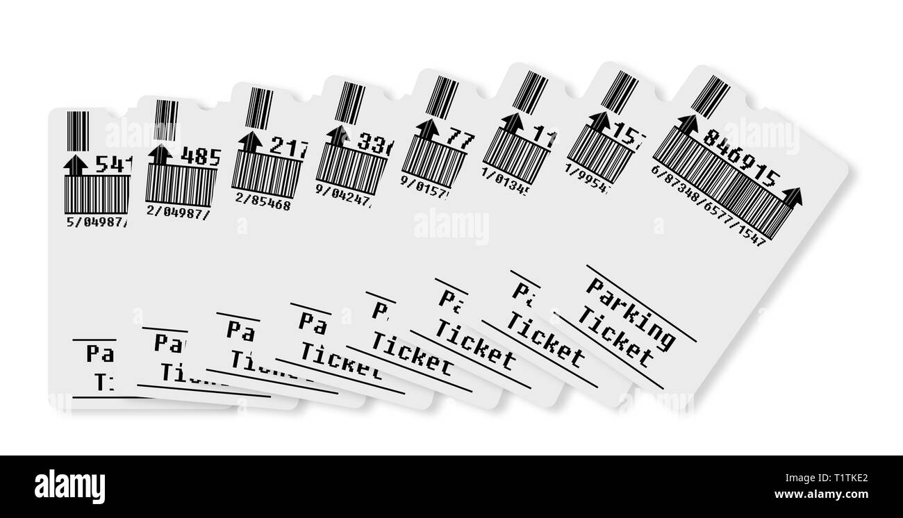Ticket for parking area concept image - Bar code and code numbers are ...