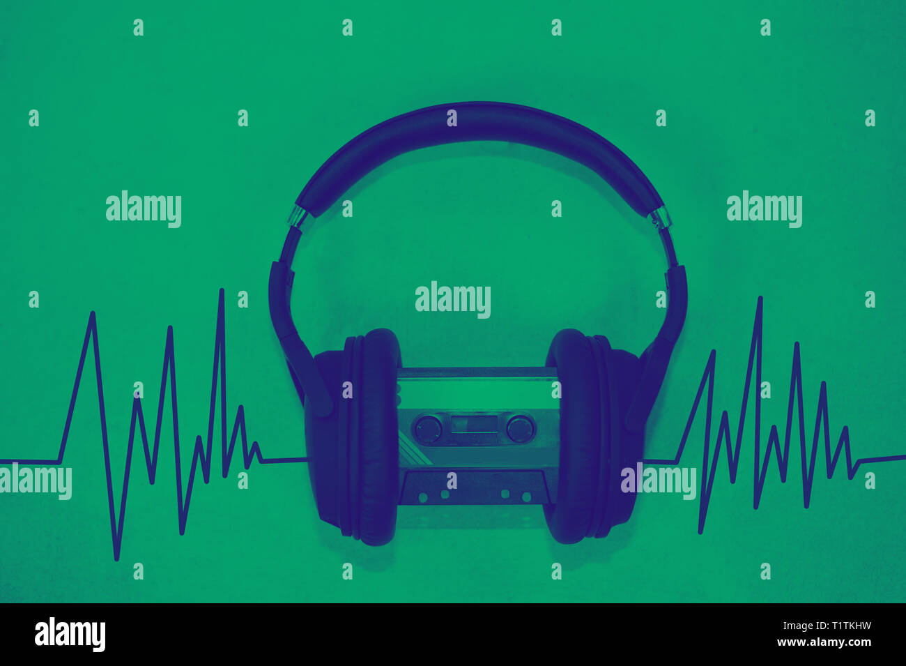 Creative sketching of headphones with sound wave music concept Stock ...