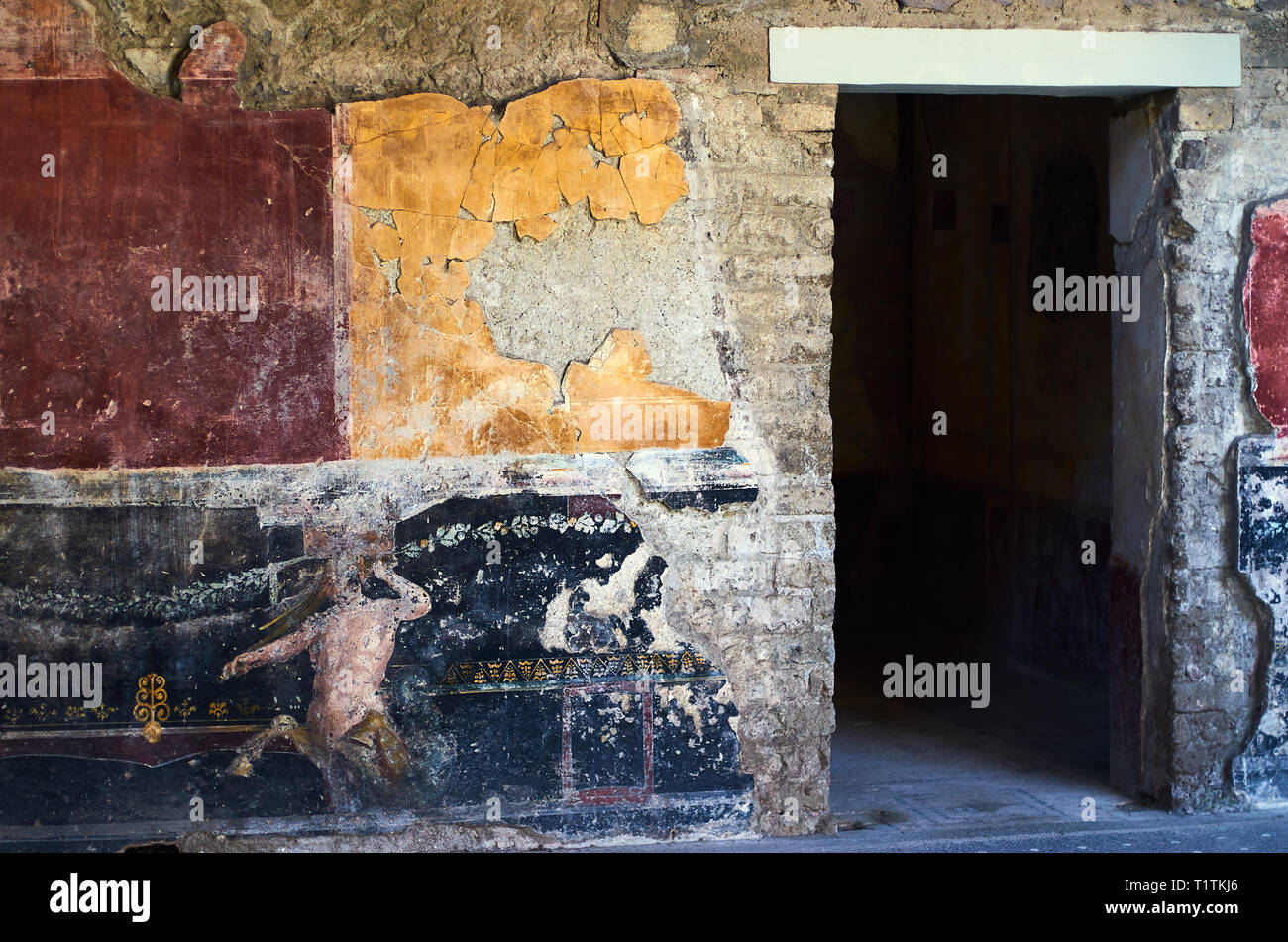 Centaur painted on the wall of an ancient house in Pompeii Stock Photo ...