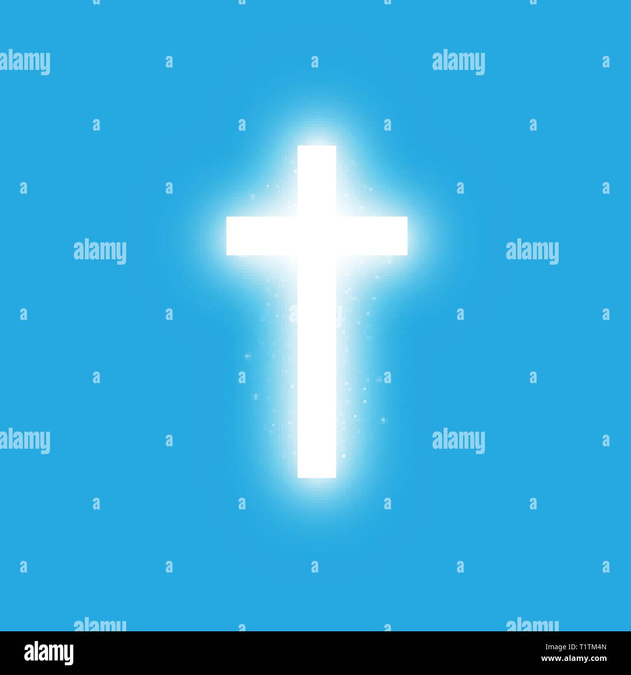 Shining white cross on transparent background. Glowing saint cross ...