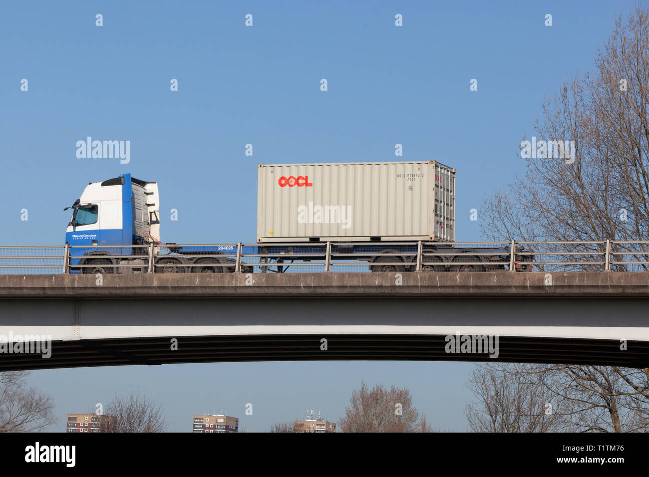 Articulated Container Truck On Road High Resolution Stock Photography ...
