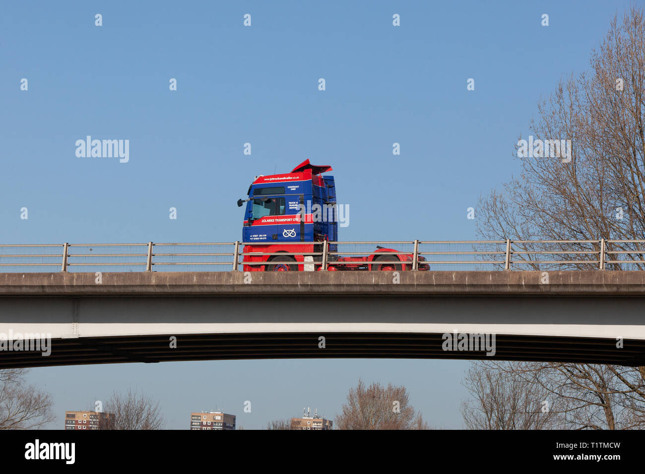 J Clarke transport tractor unit. Travelling on the road network in the ...