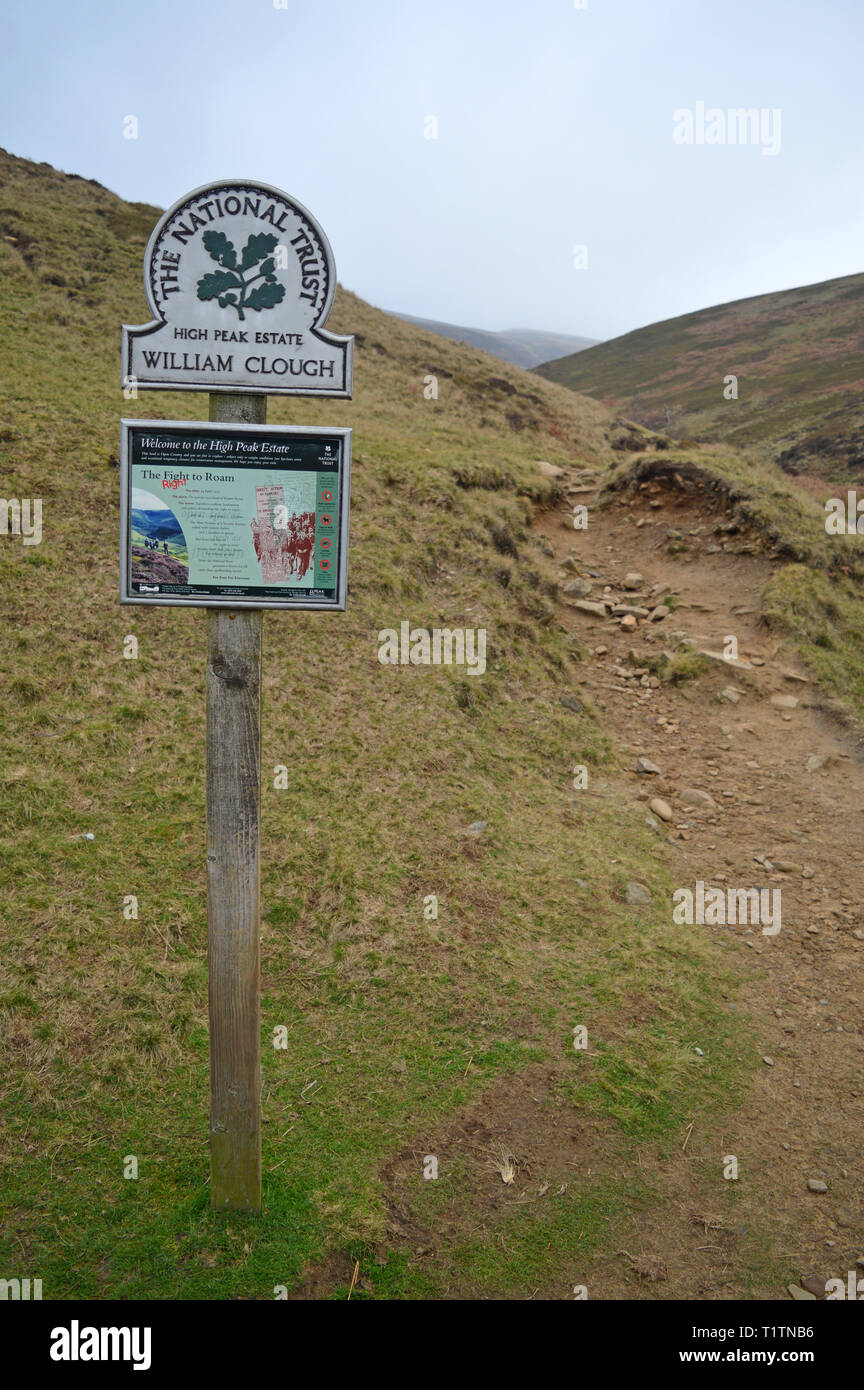 Information post on the mass tresspass up the William Clough path onto ...