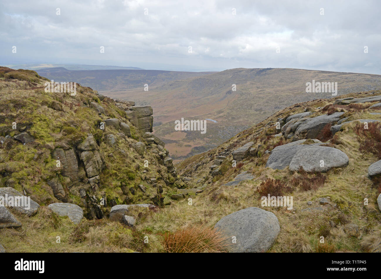 Kinder Scout plateau views on walk, Derbyshire Stock Photo - Alamy