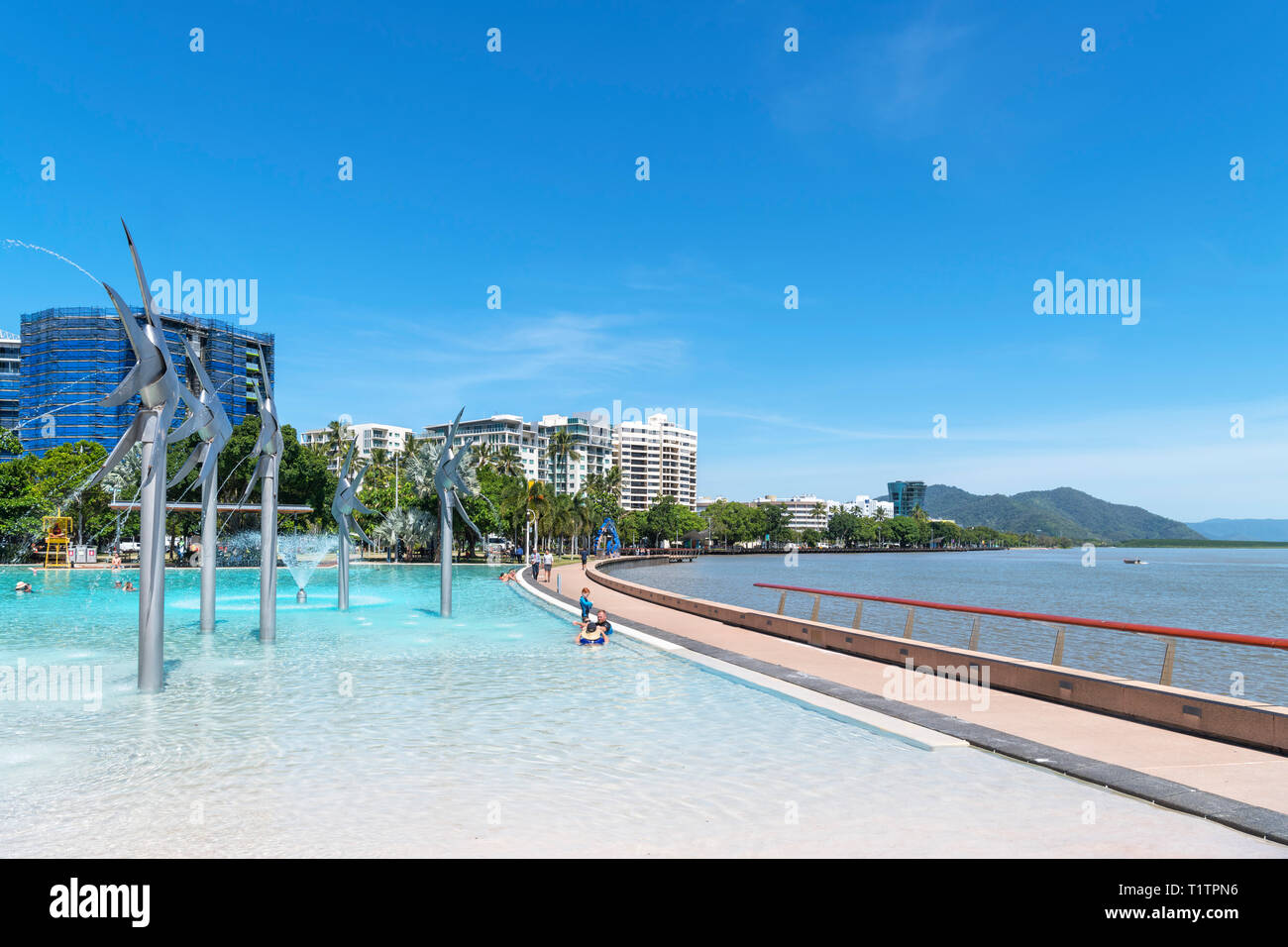 Esplanade and Esplanade Lagoon, Cairns, Queensland, Australia Stock ...