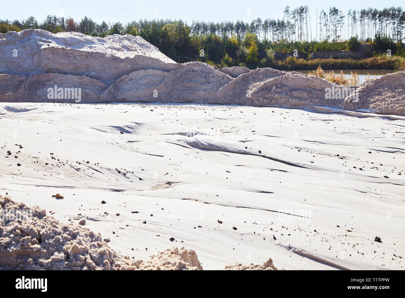Sand quarry. Close up textures of sand dunes. Pure lake sand. Old sand ...