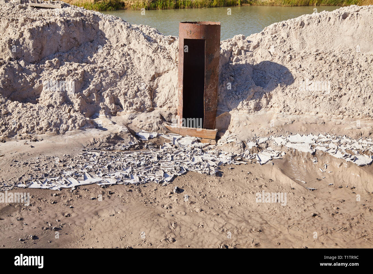Sand quarry. Close up textures of sand dunes. Pure lake sand. Old sand ...