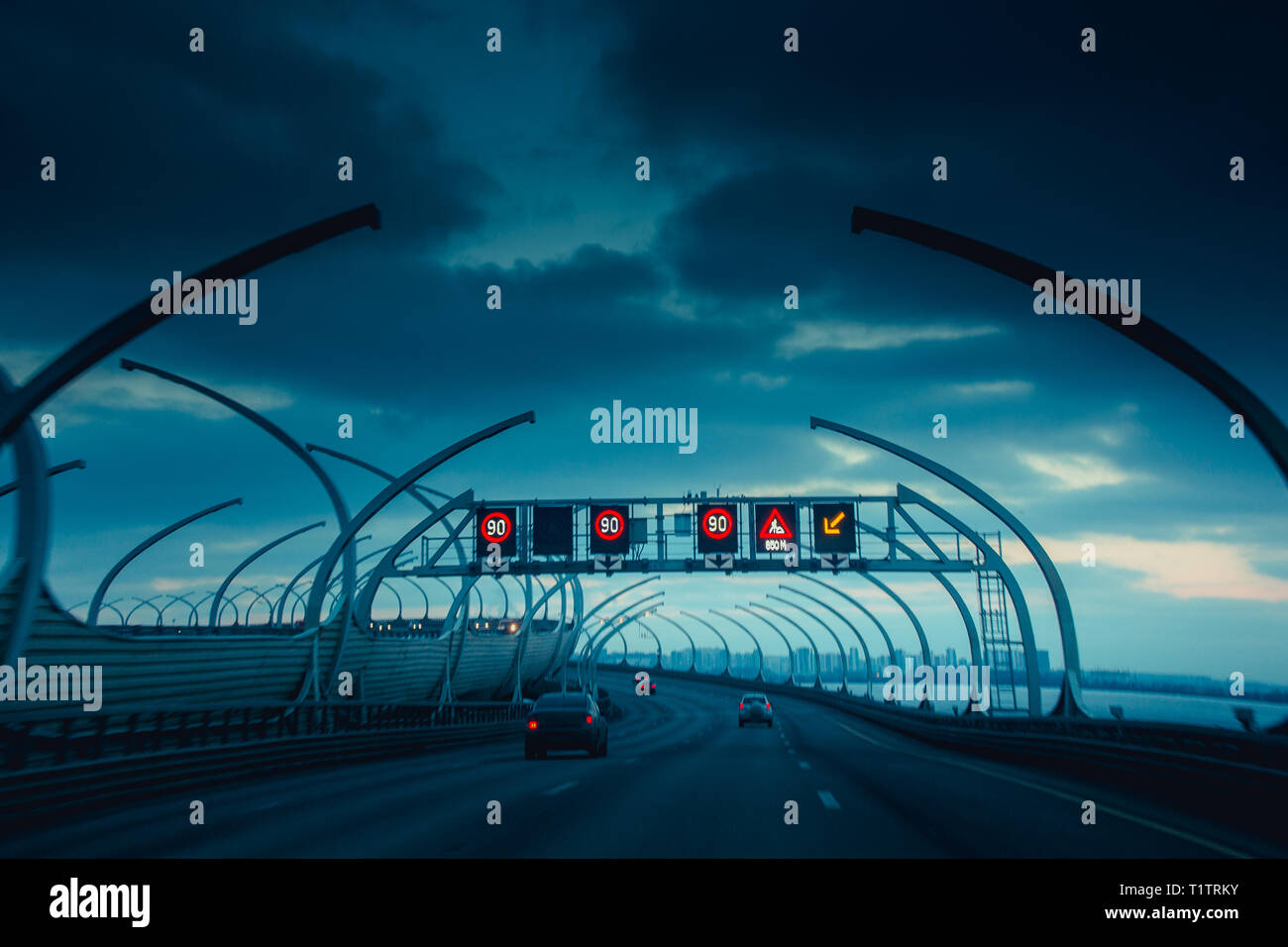Highway speed. Highway. Toll road. Travelling by car. Car rides ...