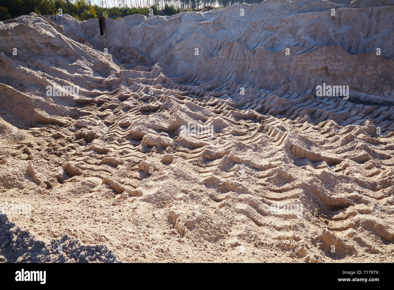 Sand quarry. Close up textures of sand dunes. Pure lake sand. Old sand ...