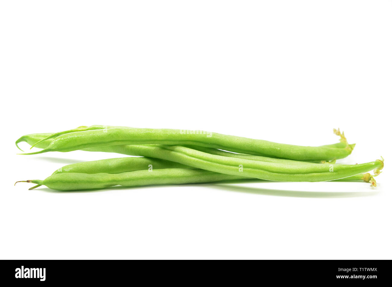 Green french beans isolated on a white background Stock Photo - Alamy