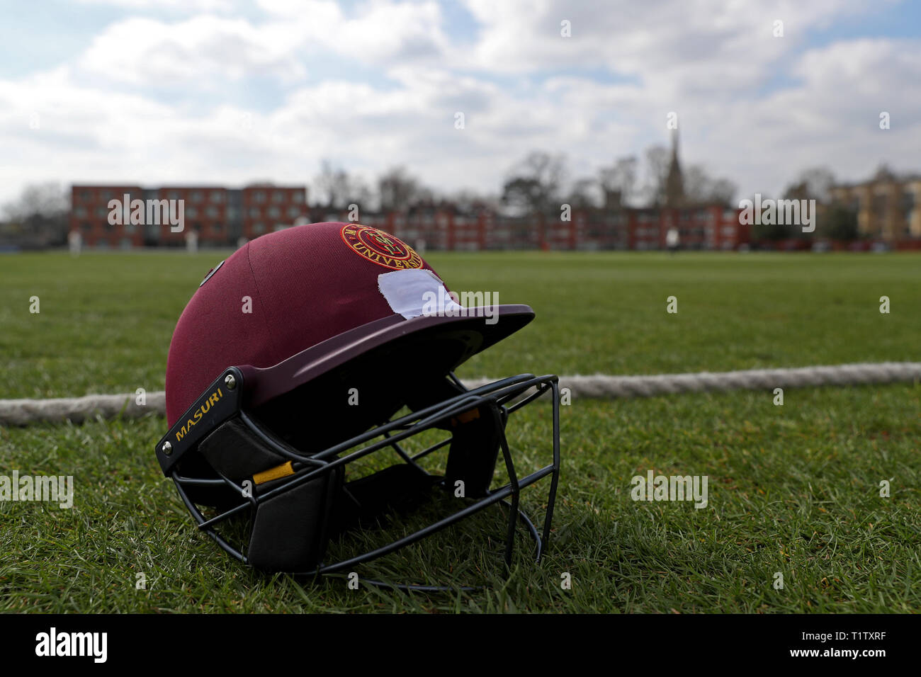 General View of a Cambridge MCCU helmet during day four of the first ...